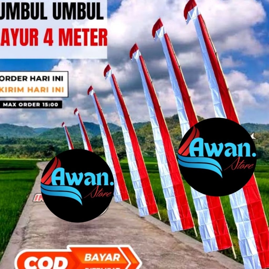 Jual UMBUL UMBUL LAYUR MERAH PUTIH 4 METER 5 METER PREMIUM ISTIMEWA | Shopee Indonesia