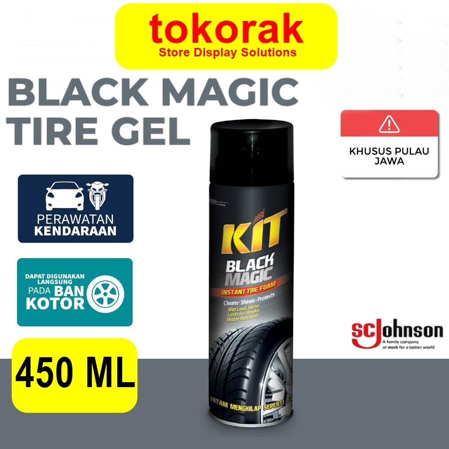 Jual KIT BLACK MAGIC INSTANT TIRE GEL FOAM 450 ML SPRAY SEMIR PENGKILAP ...