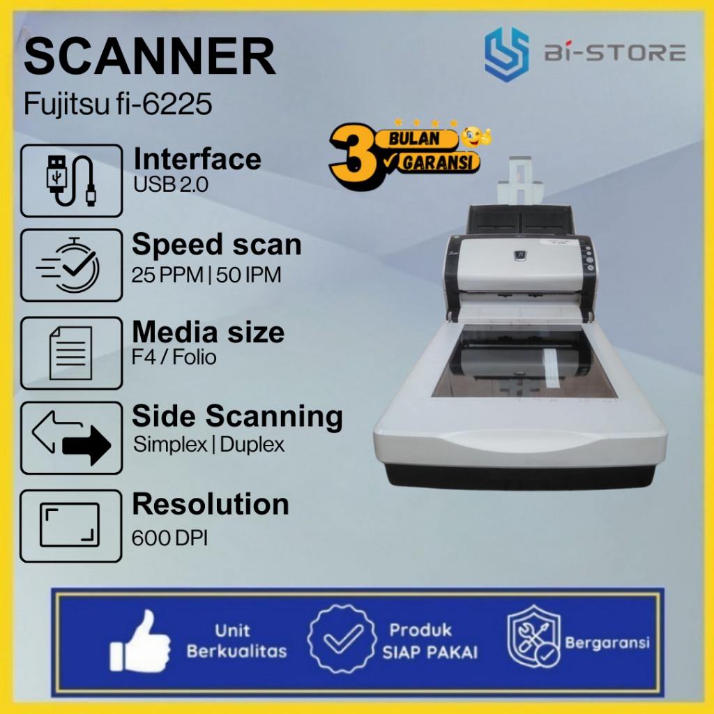 Jual Scanner F4 Fujitsu Fi-6225 Bisa Scan Kertas Folio F4 Dan Legal ...
