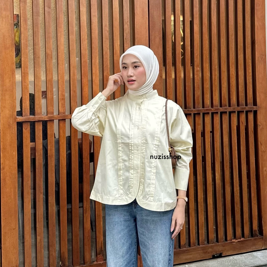 Jual NUZI - Haejoo Oversized Shirt Blouse Katun Korean Style | Shopee ...