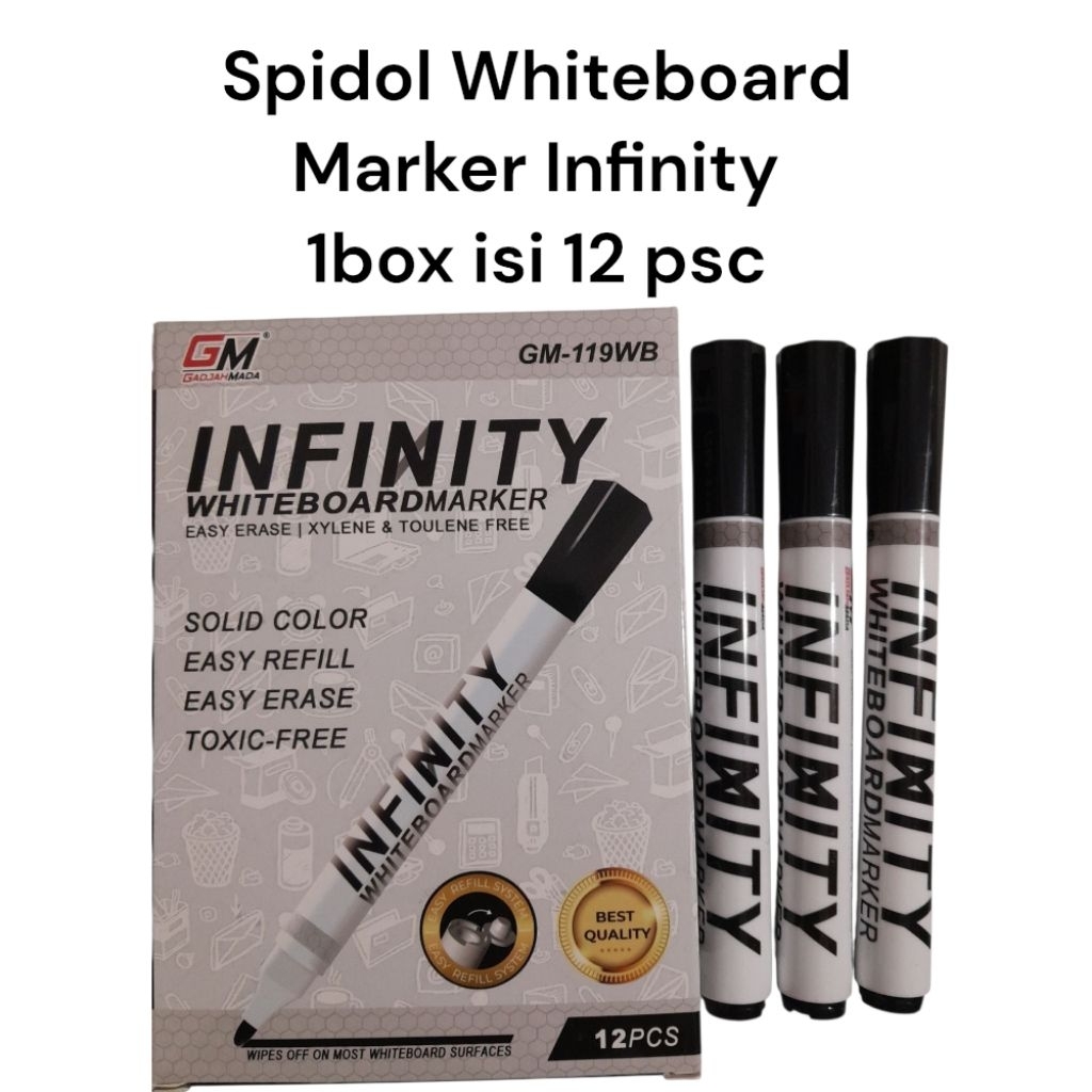 Jual spidol whiteboard marker Infinity hitam 1 box isi 12psc | Shopee ...