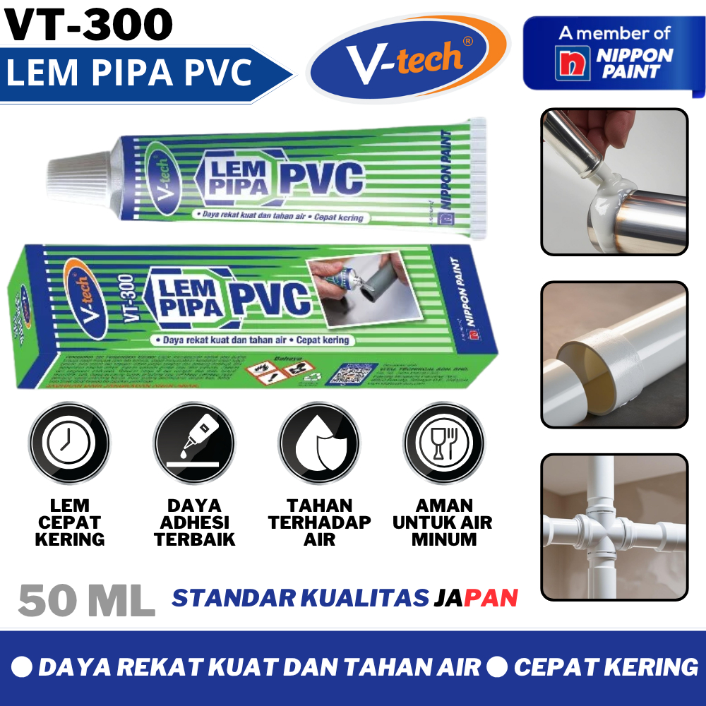 Jual VTECH LEM PIPA VT-300 LEM PIPA 50ML NIPPON PAINT VT 300 LEM PIPA ...