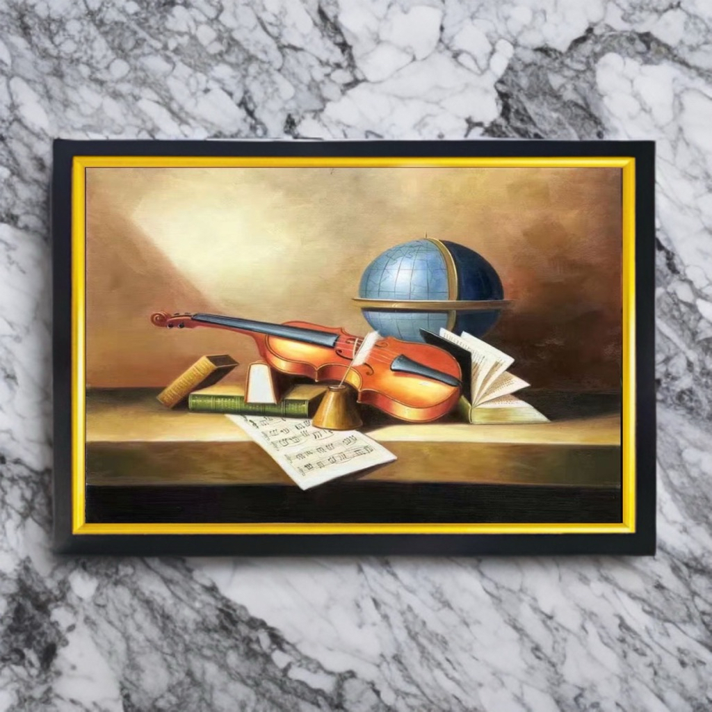 Jual hiasan dinding cetak gambar biola aesthetic plus bingkai ukuran 65 ...