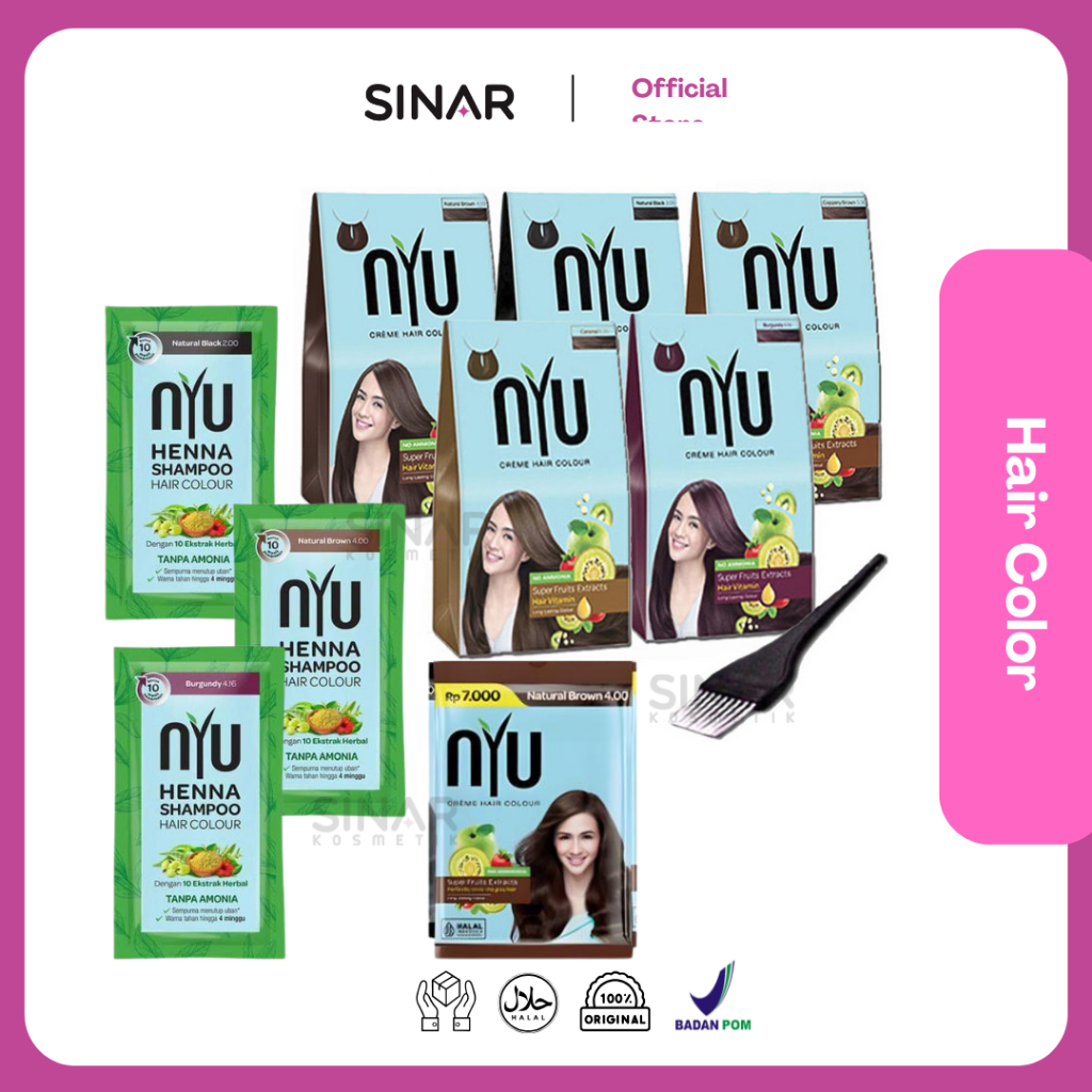 Jual NYU Creme Hair Color Box / NYU Henna Shampoo Hair Color / NYU ...