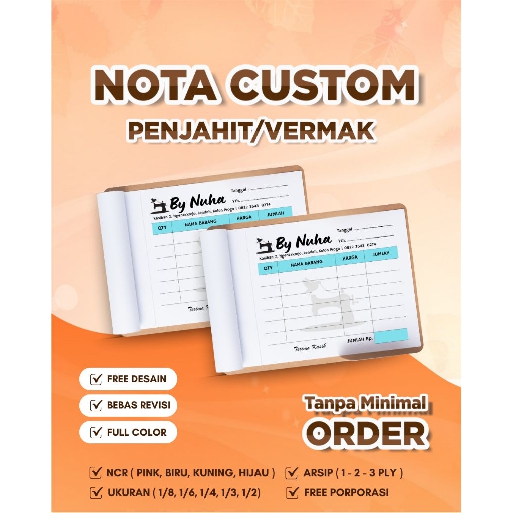 Jual CUSTOM NOTA USAHA VERMAK | NOTA PENJAHIT | NOTA CUSTOM JOGJA ...