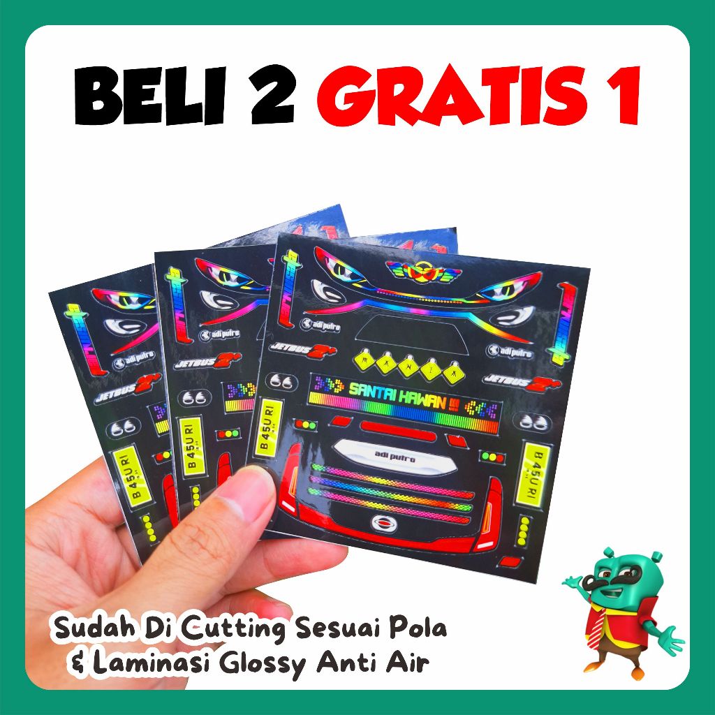 Jual BELI 2 GRATIS 1 | STIKER MINIATUR BUS STIKER HEADLAMP JB2 WARNA ...