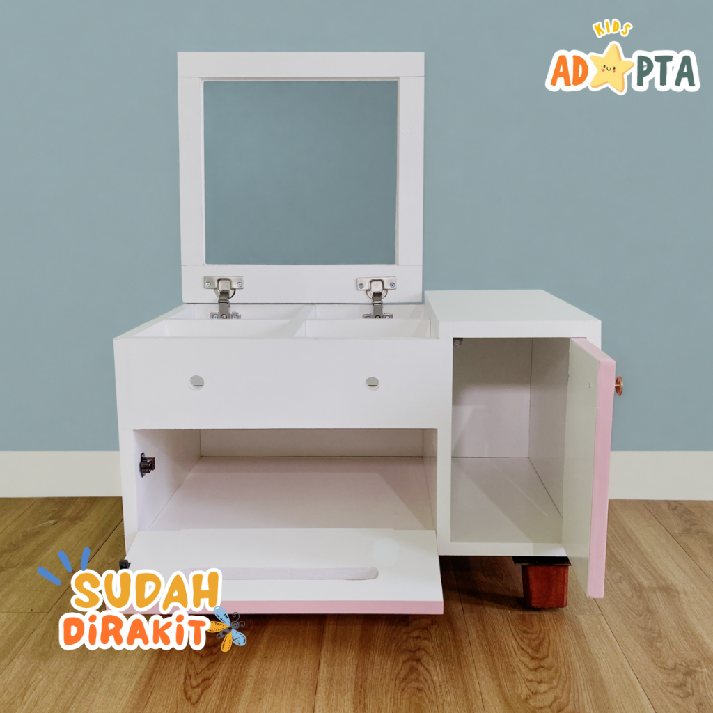 Jual Adapta - Meja Rias Mini Lesehan Pink dan Putih - Meja Rias Anak ...