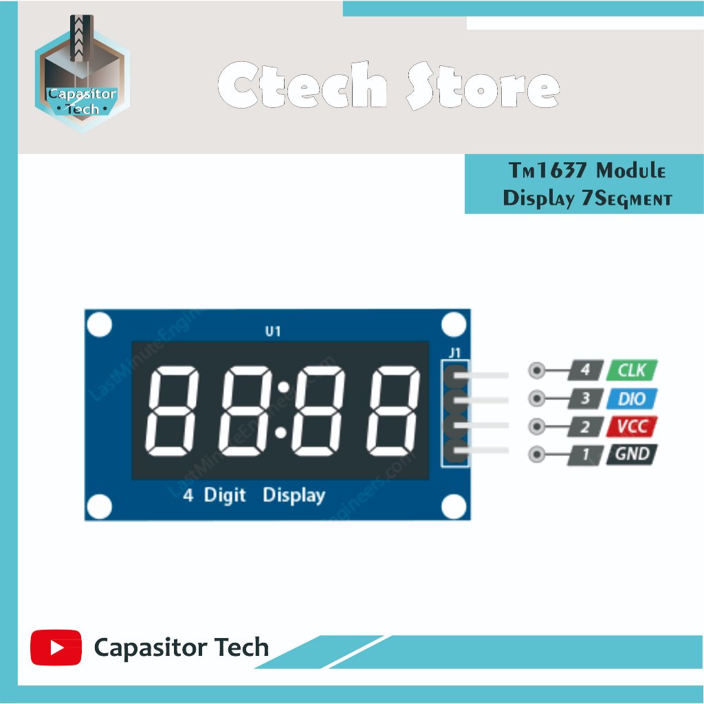 Jual Modul TM1637 TM 1637 4-digit Seven Segment Clock warna MERAH ...