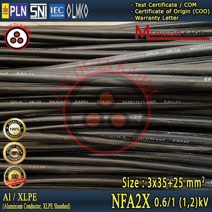 Jual Kabel NFA2X-T 3x35 mm2+25 mm2 SUTRADO / MERINDO (Twisted Cable ...
