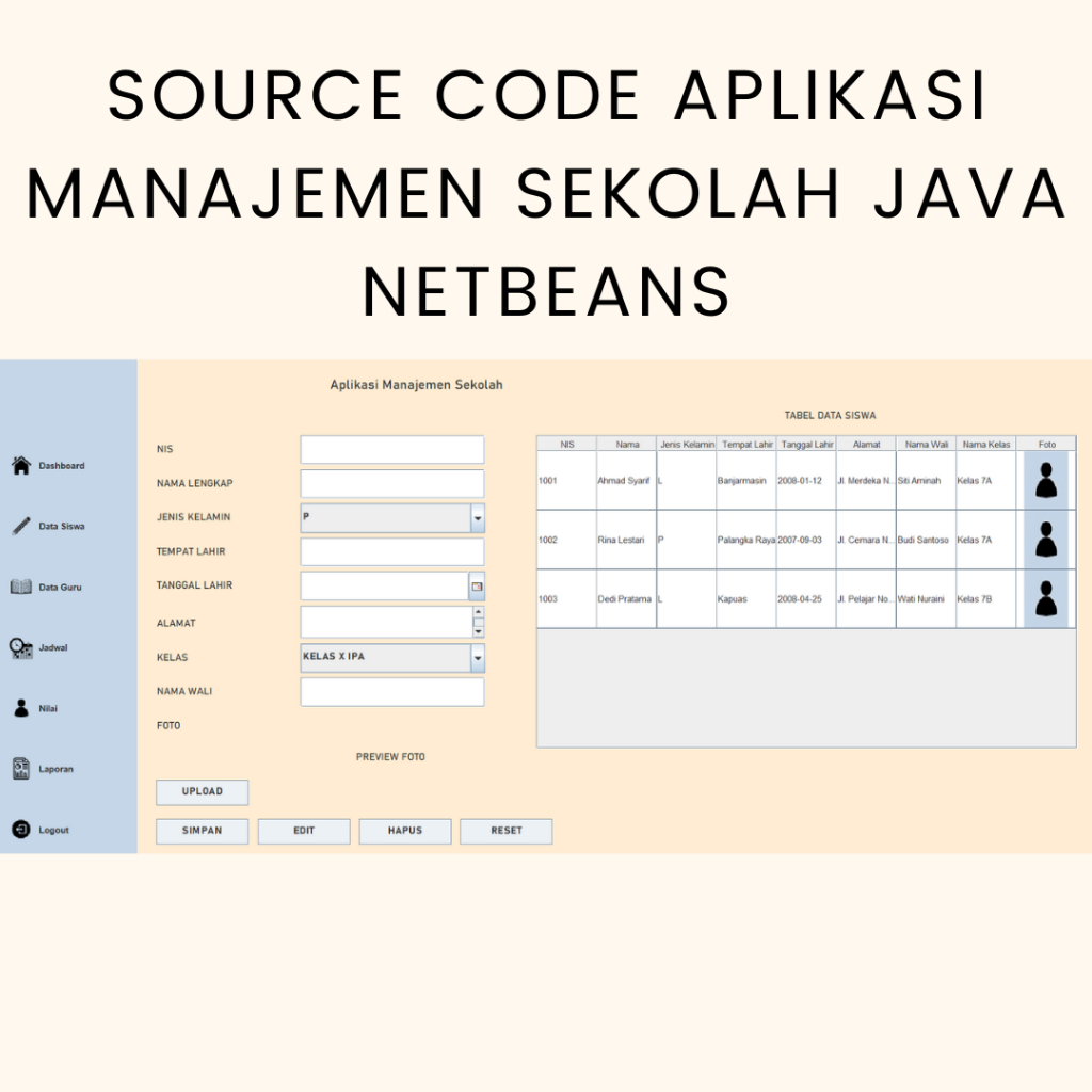 Jual Source Code Aplikasi Manajemen Sekolah Java Netbeans | Shopee Indonesia