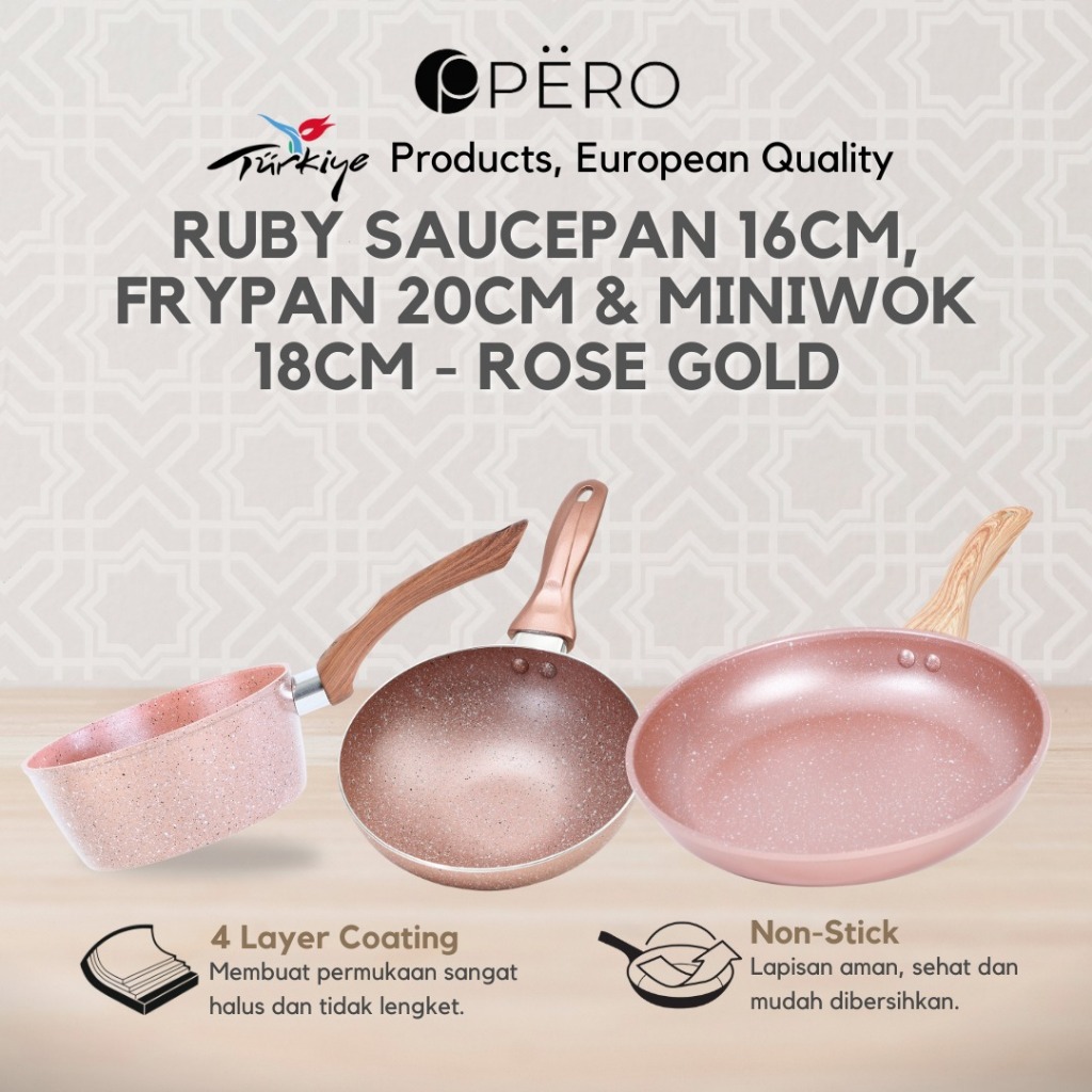 Jual Pero Bundling Set Of 3 Bundling Ruby Saucepan 16cm, Frypan 20cm ...