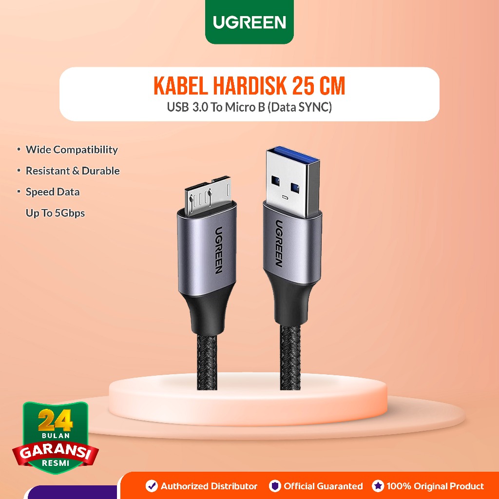 Jual UGREEN 20117 Kabel Data Hardisk USB A 3.0 to Micro B 25CM HDD ...