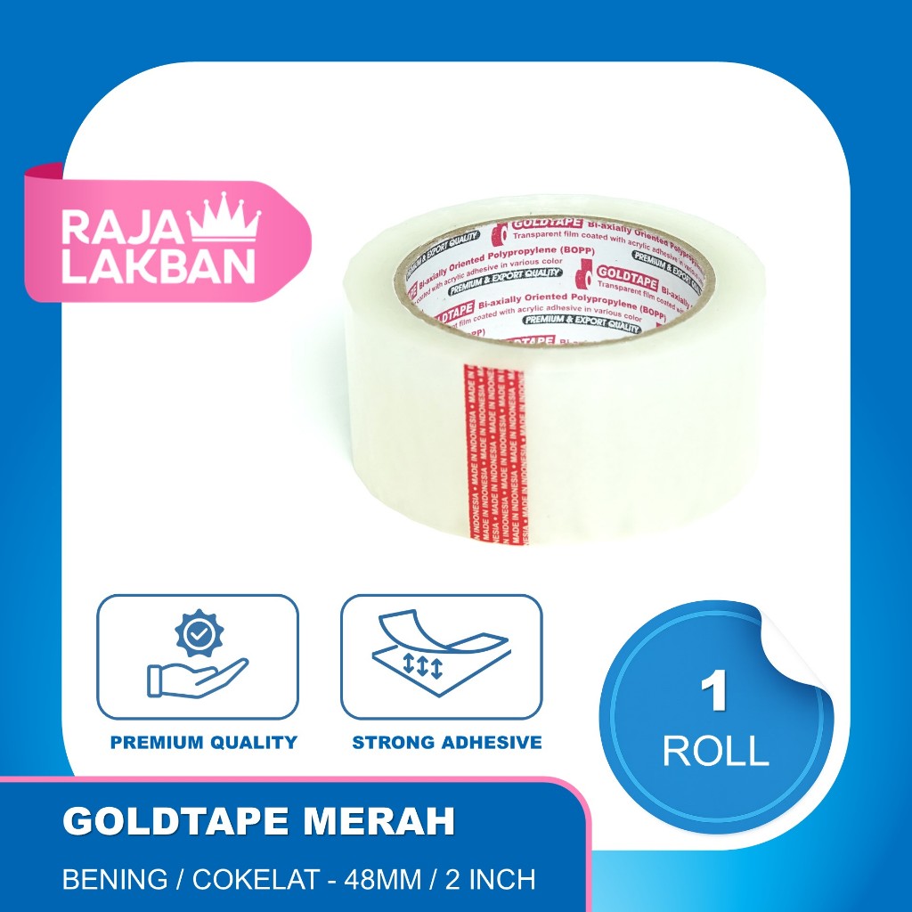 Jual Plakban Lakban Bening OPP Goldtape Core Merah 2 inch 48mm 90 Yard ...