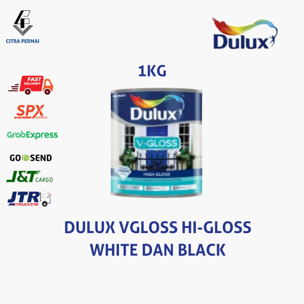 Jual CAT MINYAK DULUX VGLOSS HIGH GLOSS (WHITE 9000 DAN BLACK 122) 1 KG ...
