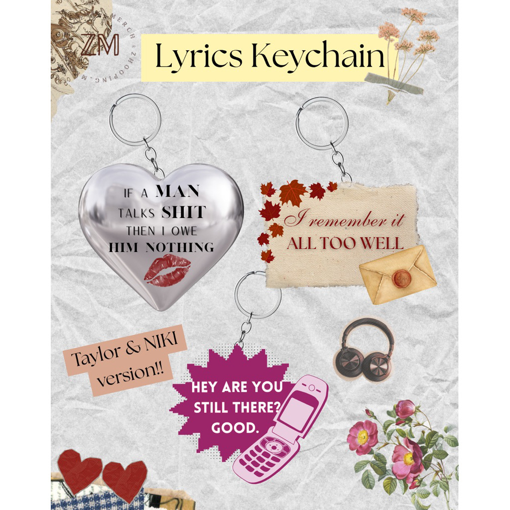 Jual LYRICS KEYCHAIN (TAYLOR SWIFT & NIKI) | Shopee Indonesia