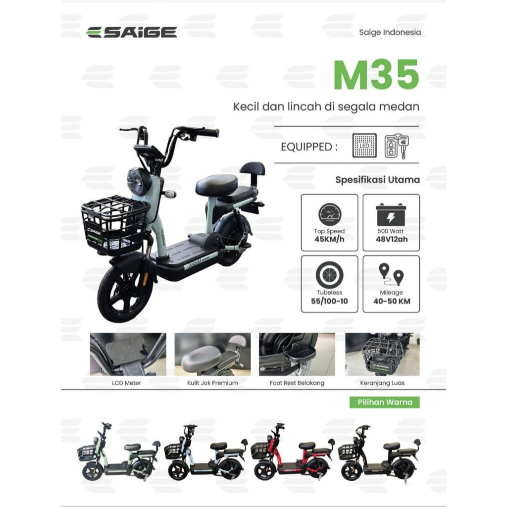Jual Sepeda listrik saige M35 500 watt garansi resmi | Shopee Indonesia
