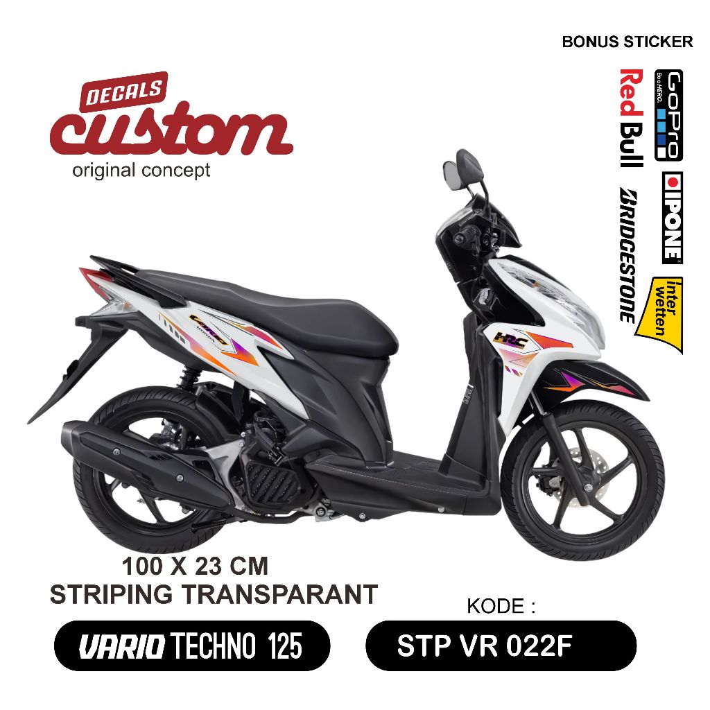 Jual sticker motor transparan honda vario 125 list pink striping decal ...