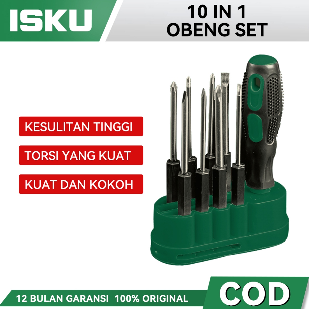 Jual Isku Obeng 10 In 1 Obeng Set Kunci Shock Set Multifunction ...