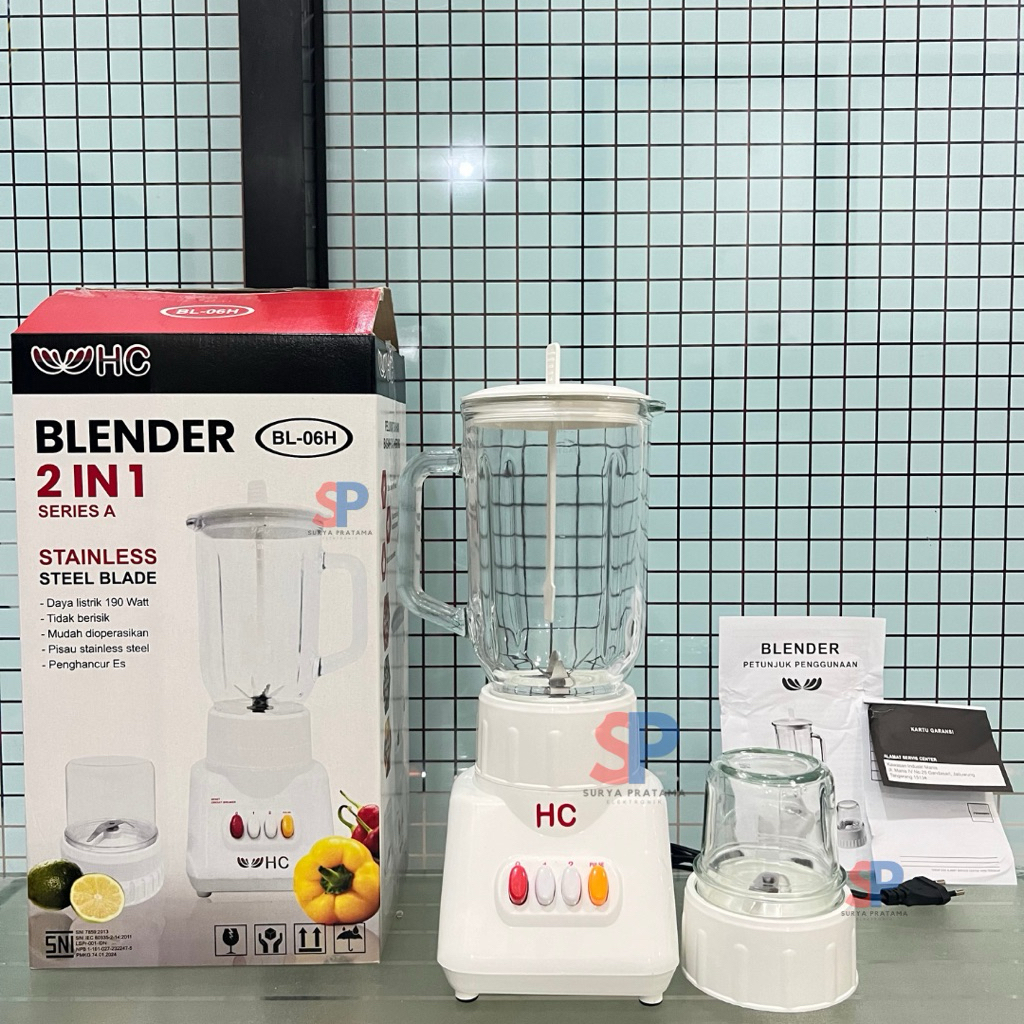 Jual Blender HC Full Kaca 2in1 Stainless Steel Blade Pelumat Penghalus Bumbu Bahan Basah Kering ...