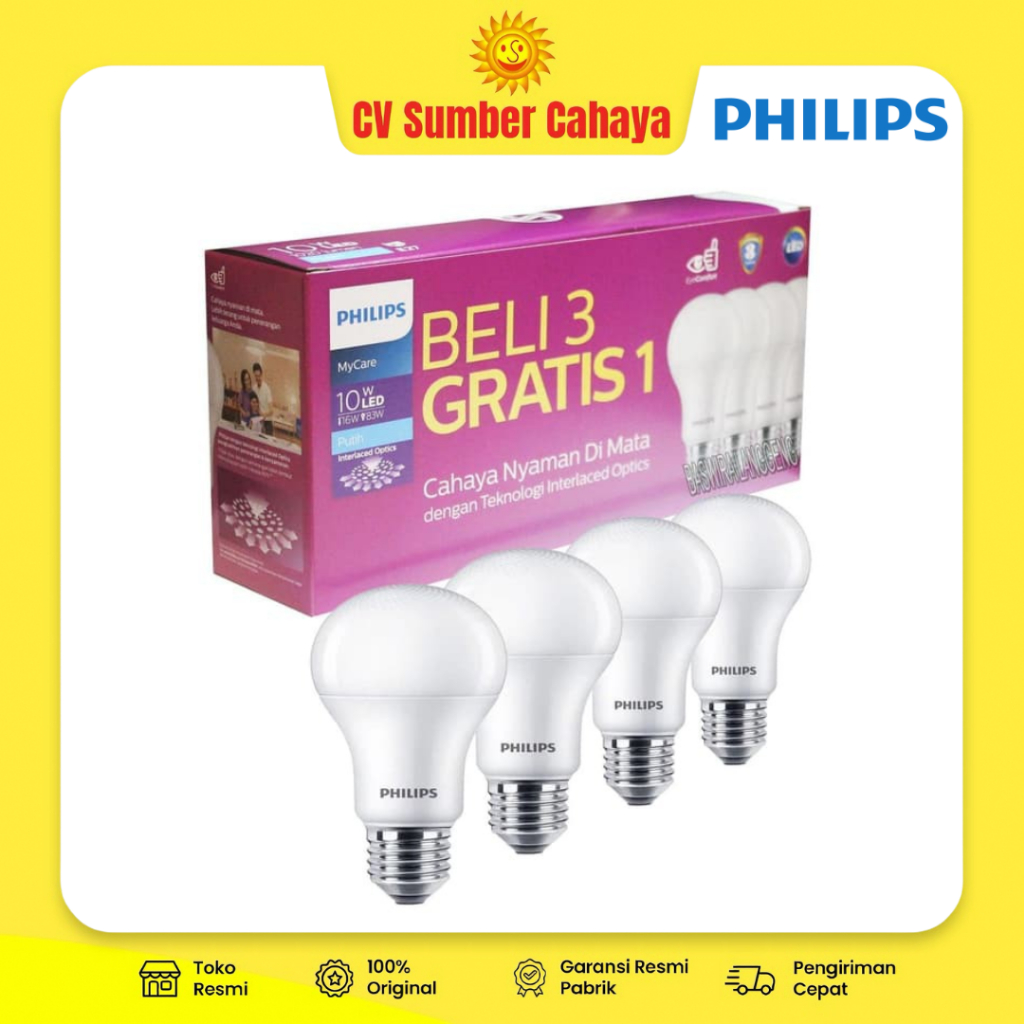 Jual Philips Paket Lampu LED MyCare 10W Putih Bulb (Harga 4 Pcs) PROMO ...