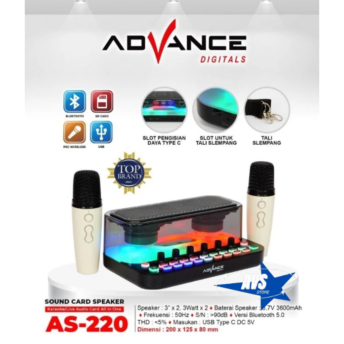 Jual ADVANCE SOUND CARD SPEAKER KARAOKE LIVE SOUND CARD ALL IN ONE AS ...