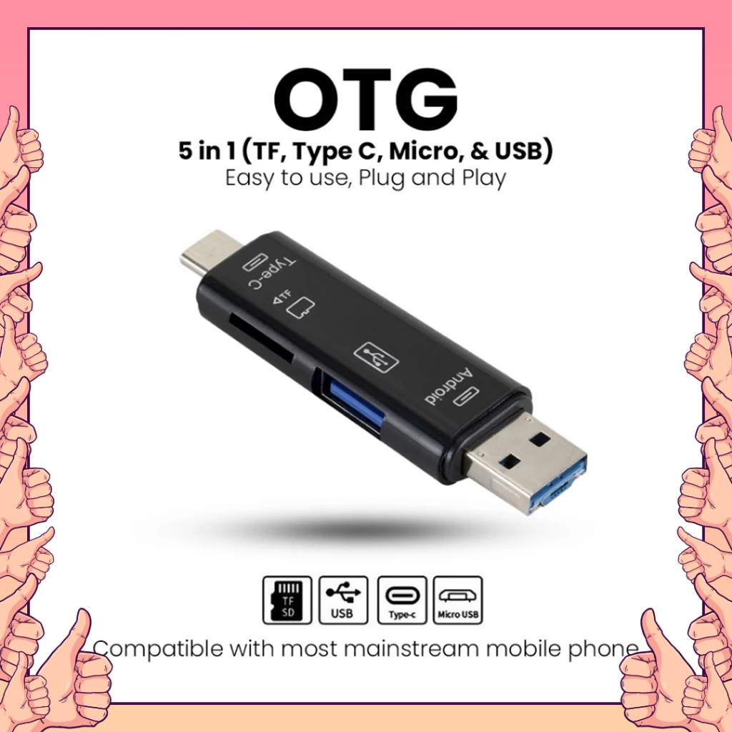 Jual OTG 5in1 USB 3.0 TF Memory Card Reader Type C Micro SD Adapter ...