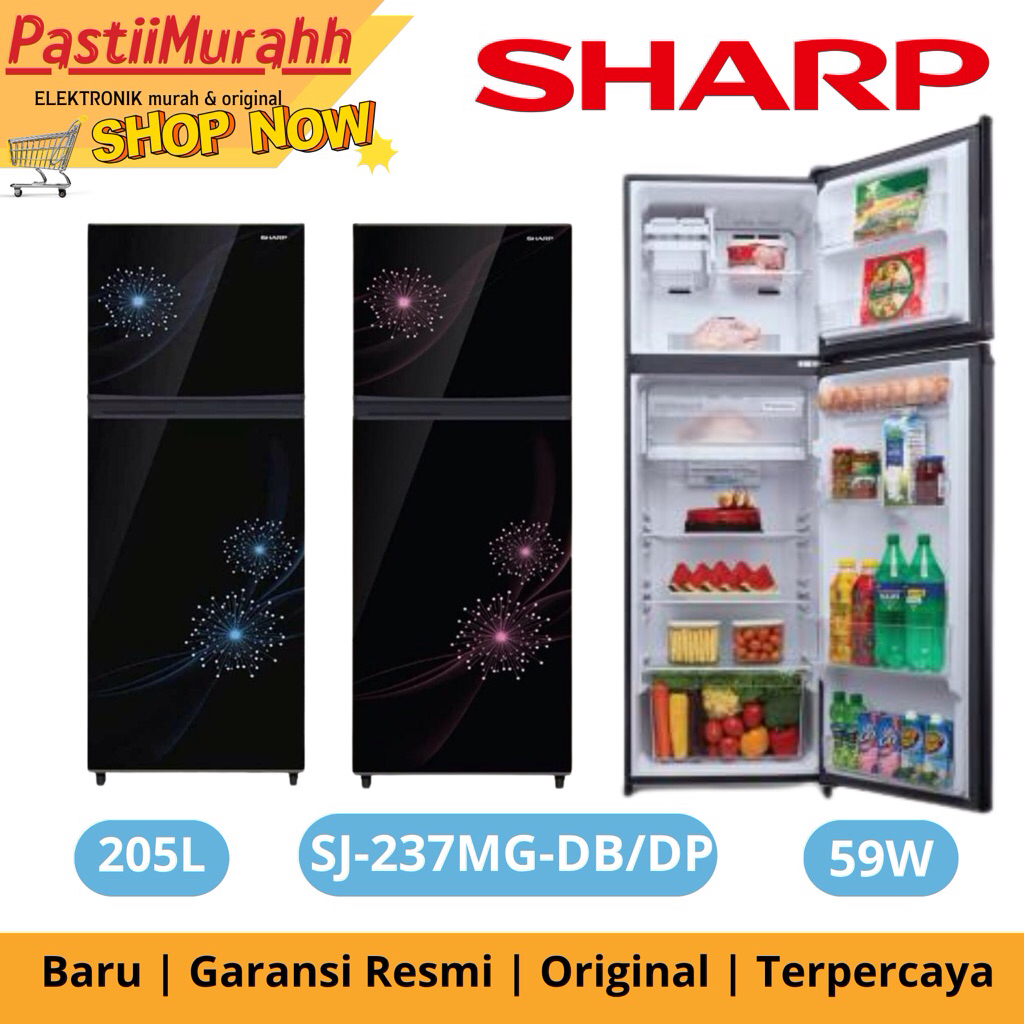 Jual SHARP LEMARI ES 2 PINTU LOW WATT SJ-237MG DB/DP BIRU DAN PINK KULKAS SHARP DUA PINTU 205L ...
