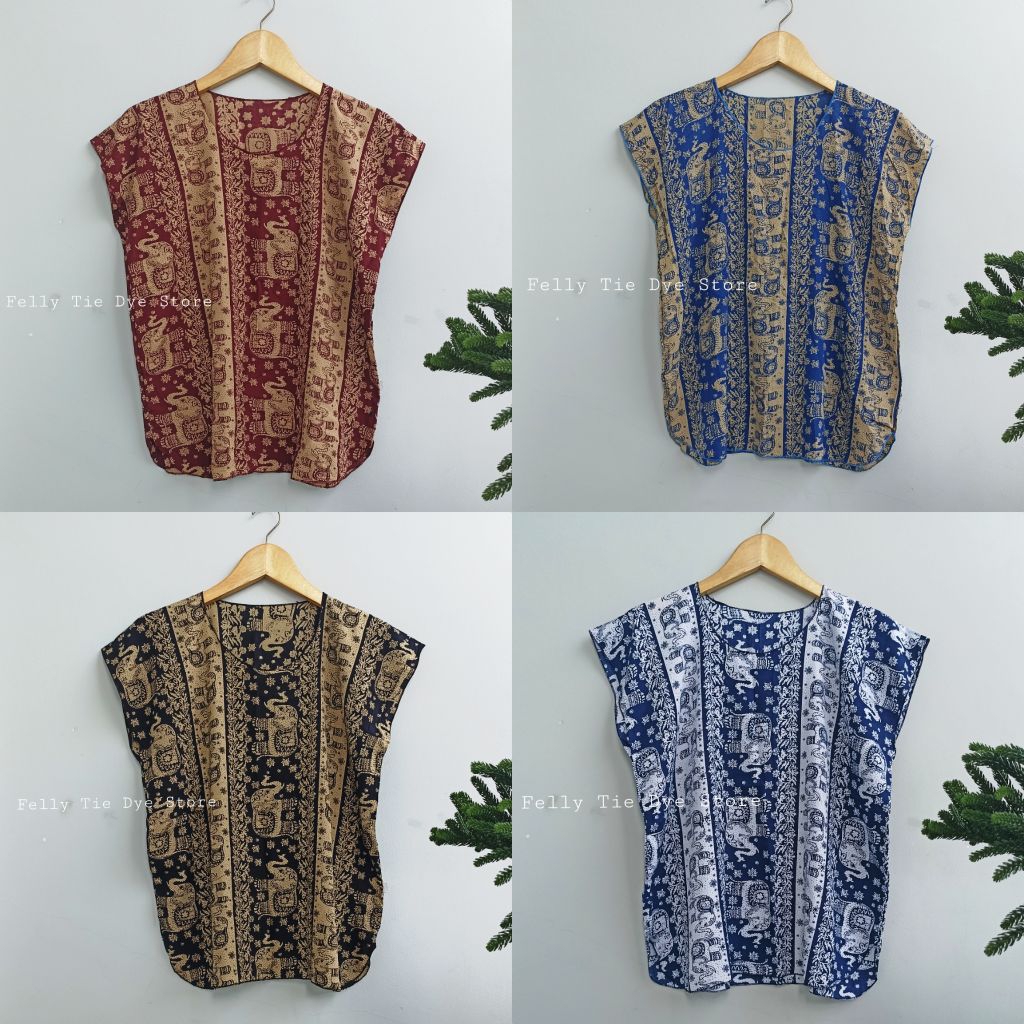 Jual Atasan Wanita Rayon Print Kekinian Motif Gajah Bunga // Yukensi ...
