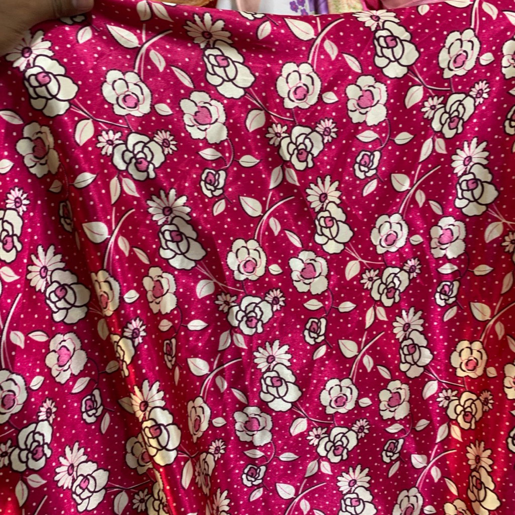 Jual kain satin motif - kain silk satin motif bunga - kain satin motif ...