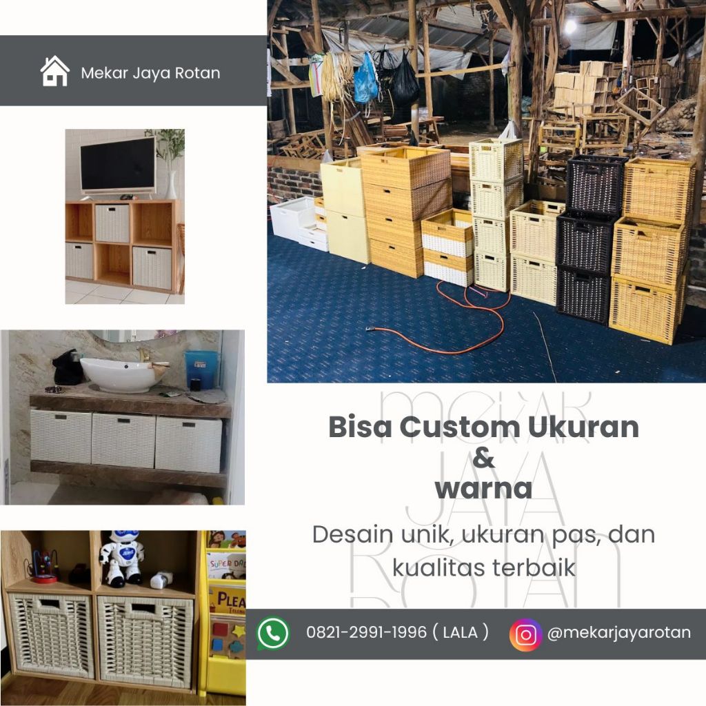 Jual Box custom size/ Keranjang anyaman Rotan sintetis serbaguna ...
