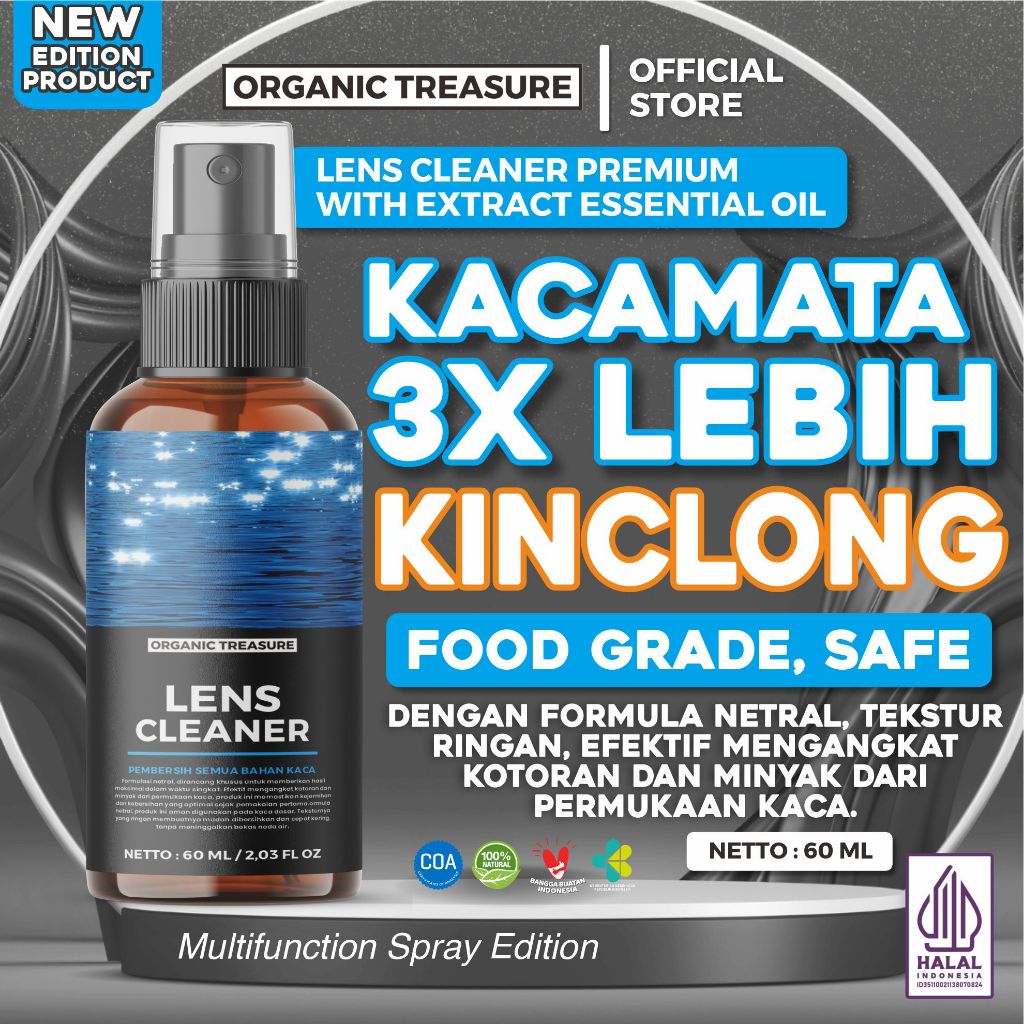 Jual ORGANIC TREASURE - LENS CLEANER & ANTI FOG Cairan Pembersih ...