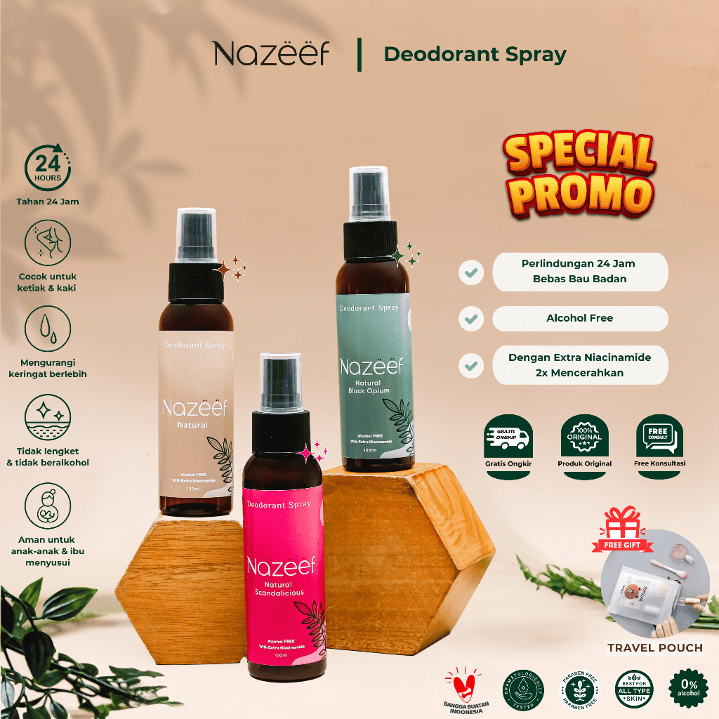 Jual PREMIUM Tawas Spray Antiperspirant Deodorant 100ml - Nazeef ...