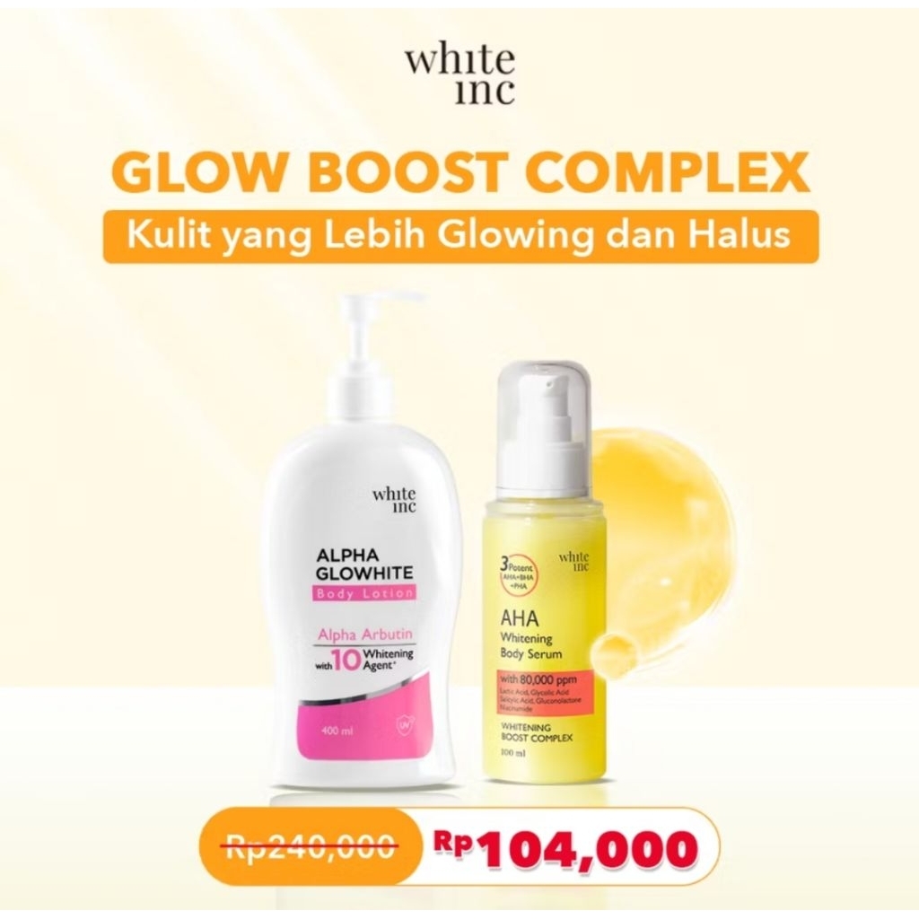 Jual BUNDLING PAKET GLOW BOOST COMPLEX WHITE INC AHA Body Serum + Alpha ...