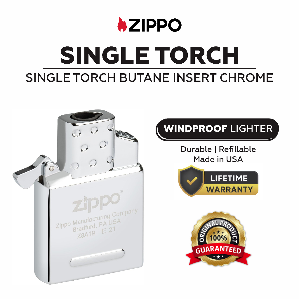 Jual Zippo Single Torch Butane Lighter Insert High Polish Chrome ...
