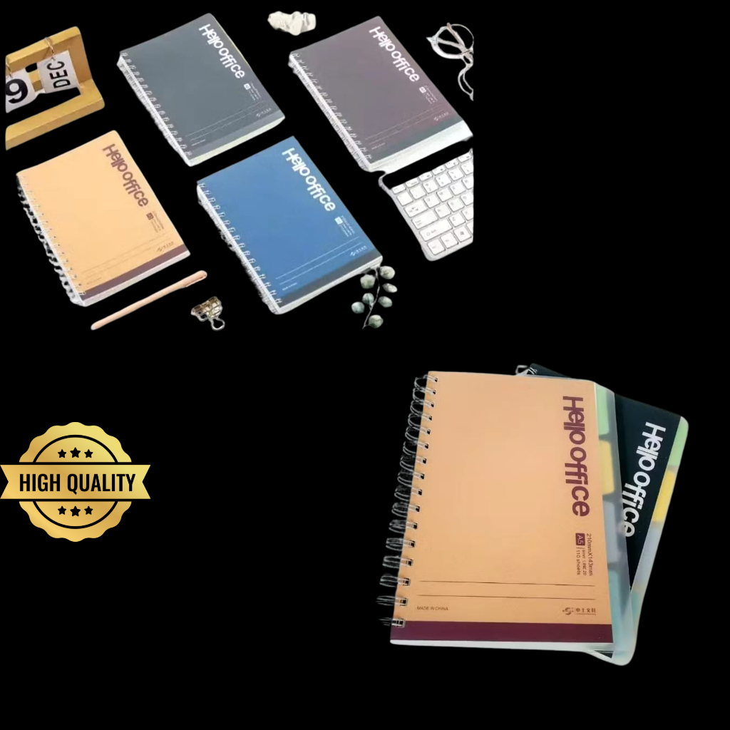 Jual Notebook Spiral Ring A5 – Buku Tulis Tebal Motif Hello Office ...
