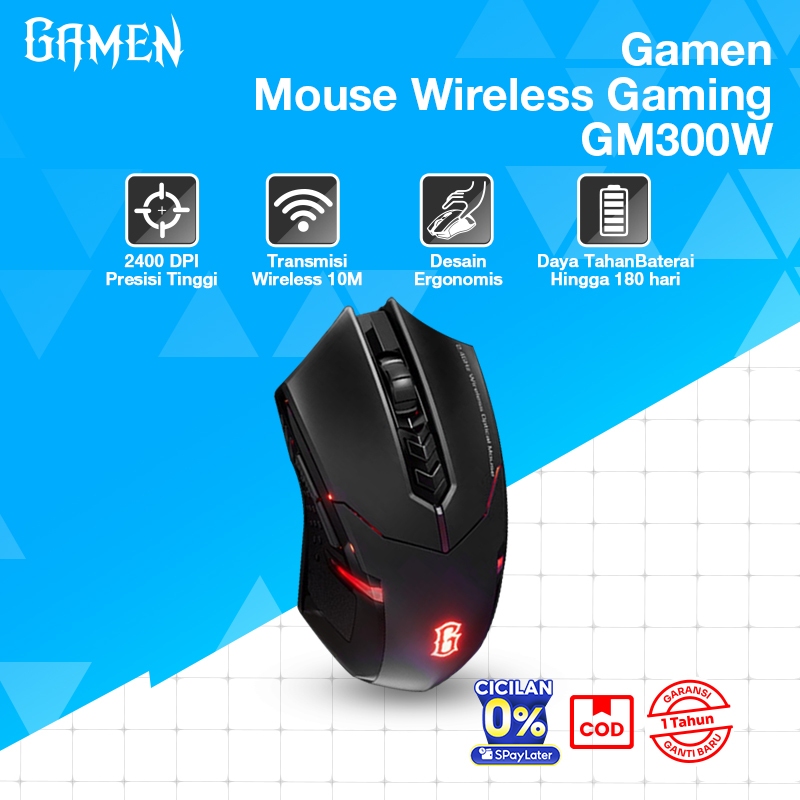 Jual GAMEN Mouse Gaming Wireless 2.4GHz Ergonomic Design GM300W 2400 ...