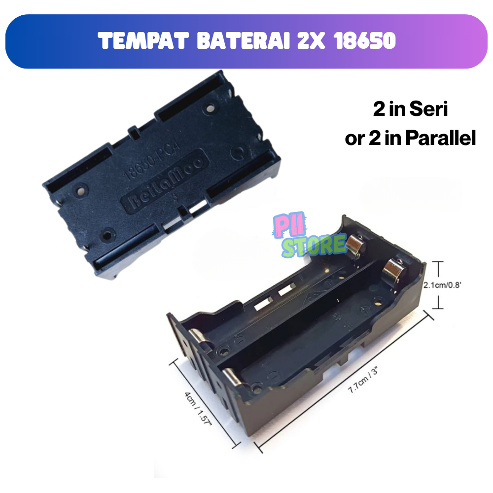 Jual TEMPAT BATERAI HOLDER BATTERY 18650 2X SERI PARALLEL TEMPAT ...