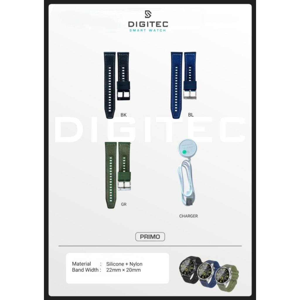 Jual Tali strap & Charger jam tangan smartwatch Digitec PRIMO Original ...