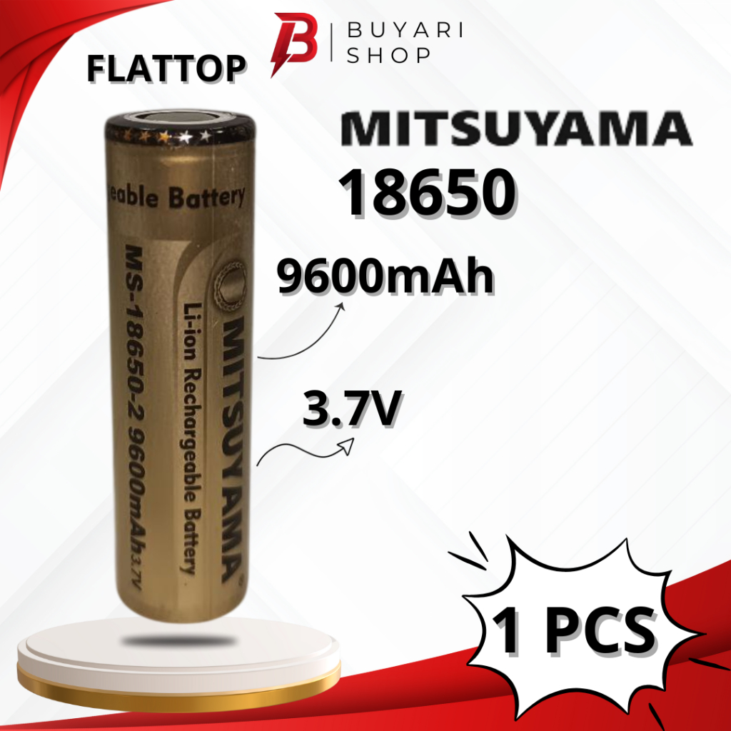 Jual BATERAI 18650 MITSUYAMA 3.7v 9600mAh FLAT TOP Original 18650 Battery Baterai Vapee Batre ...