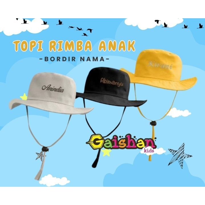Jual Topi Rimba Anak & dewasa Laki-Laki Perempuan Free Bordil Nama ...