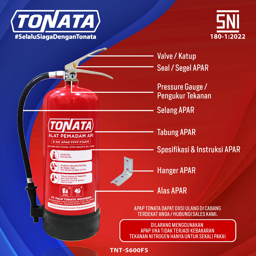 Jual Alat Pemadam Api Stainless Tonata SNI / APAR FFFP Foam 6 kg ...