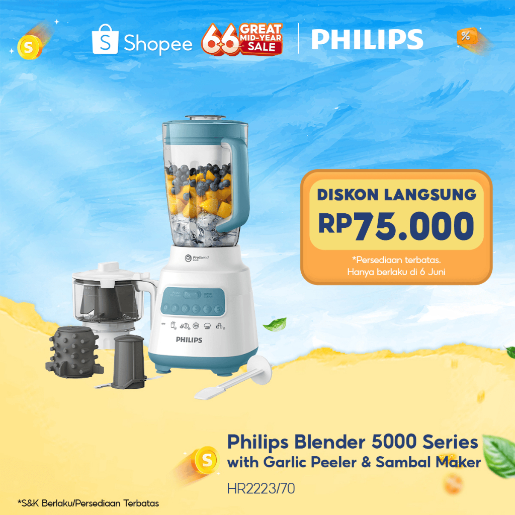 Jual Blender Philips Plastik 2 liter - 5000 Series HR2223/70 - Blender ...