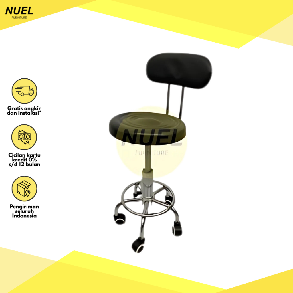 Jual NUEL Kursi Bulat Roda Bar stool Salon Lab Drum Hidrolik Kaki Besi ...