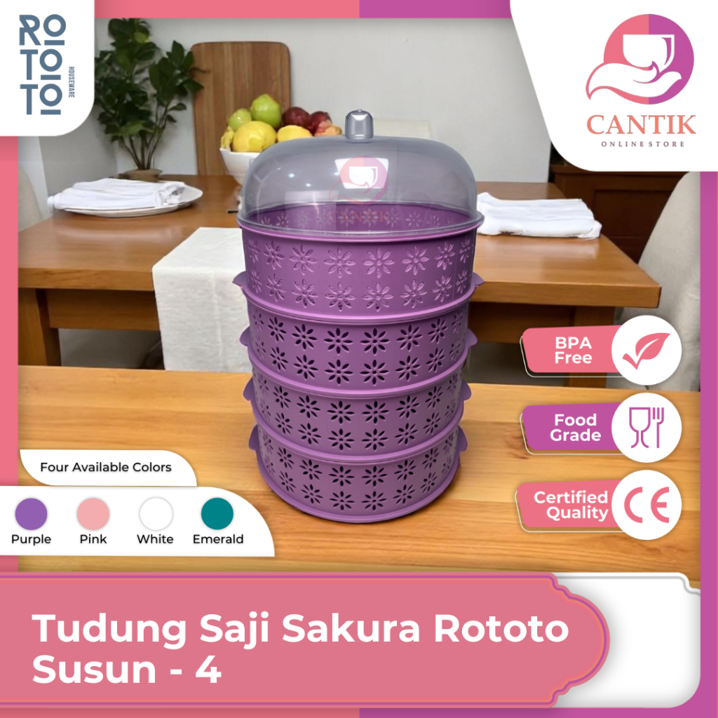 Jual Rototo Tudung Saji 4 Susun Tempat Penyimpanan Makanan Estetik ...