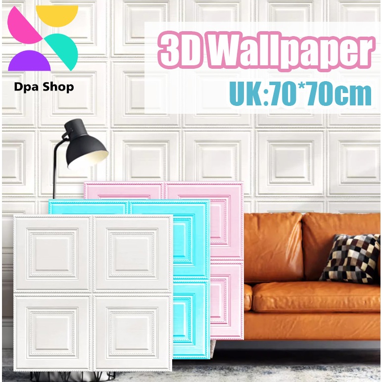 Jual Wallpaper Dinding 70x70cm 3D Foam Wallstiker Motif Kotak Wallpaper ...