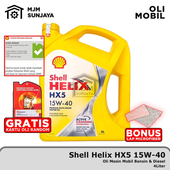 Jual [BARCODE] Oli Mesin Shell Helix HX5 SAE 15W-40 4 Liter SCAN Bensin ...