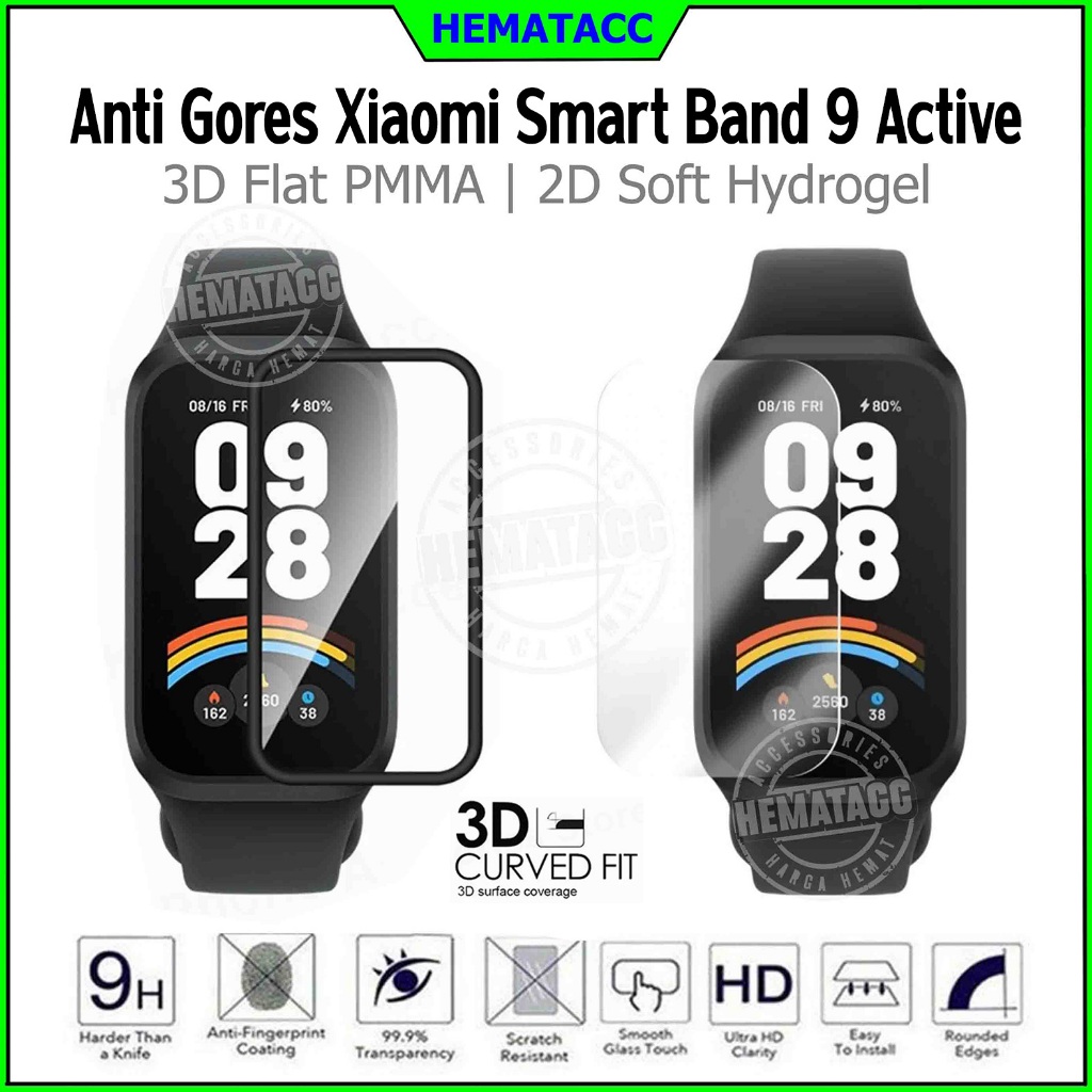Jual Anti Gores Mi Band 9 Active Curved 3D & 2D Hydrogel Xiaomi Mi Band 9 Active Screen ...