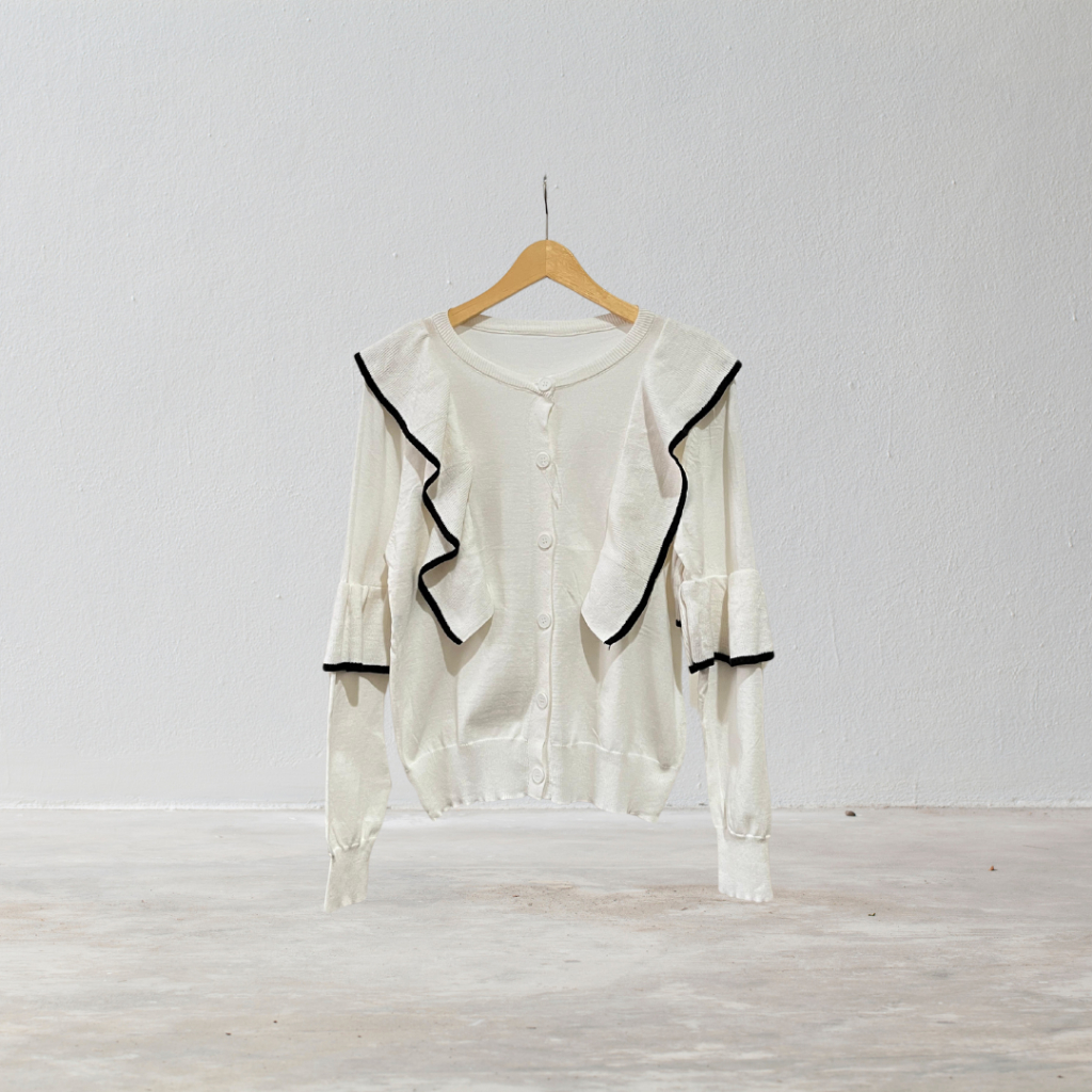 Jual SATUDUA | 200053 - Blouse Ruffle List Black | Shopee Indonesia