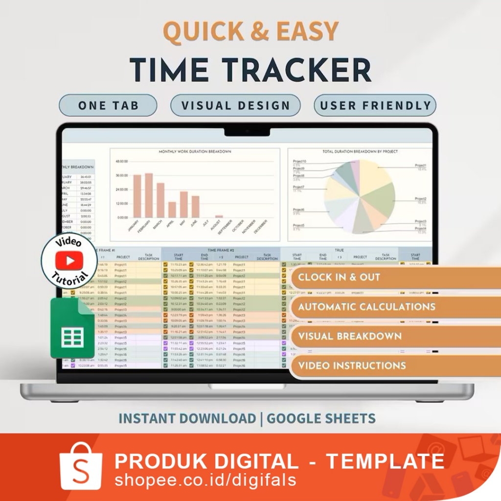 Jual FreeIance Time Tracking Sheet Client Hour Log Weekly Work Tracker ...