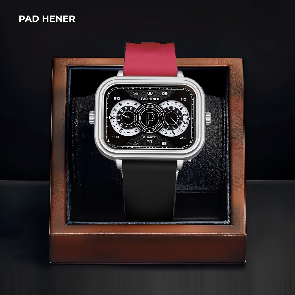 Jual PAD HENER AXELL Jam Tangan Unik Original Water Resist Rubber Black Red Klasik Free Box Pad ...